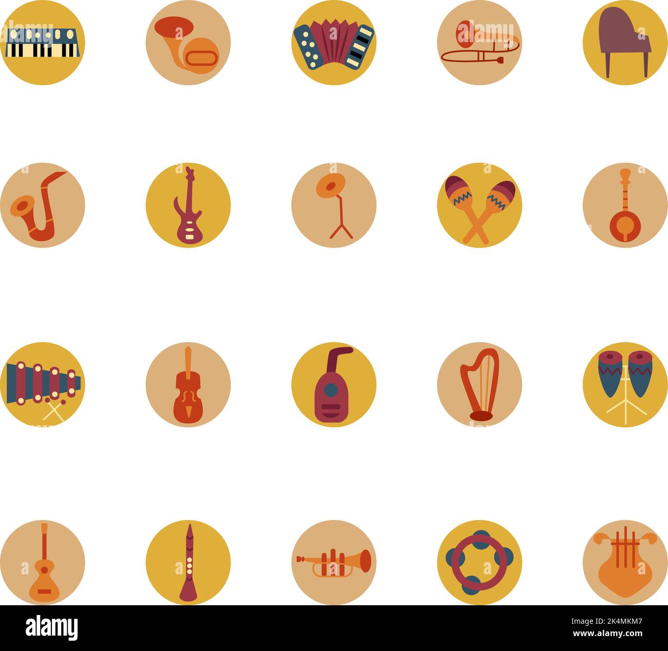 Musical instruments, illustration, vector on a white background Stock ...