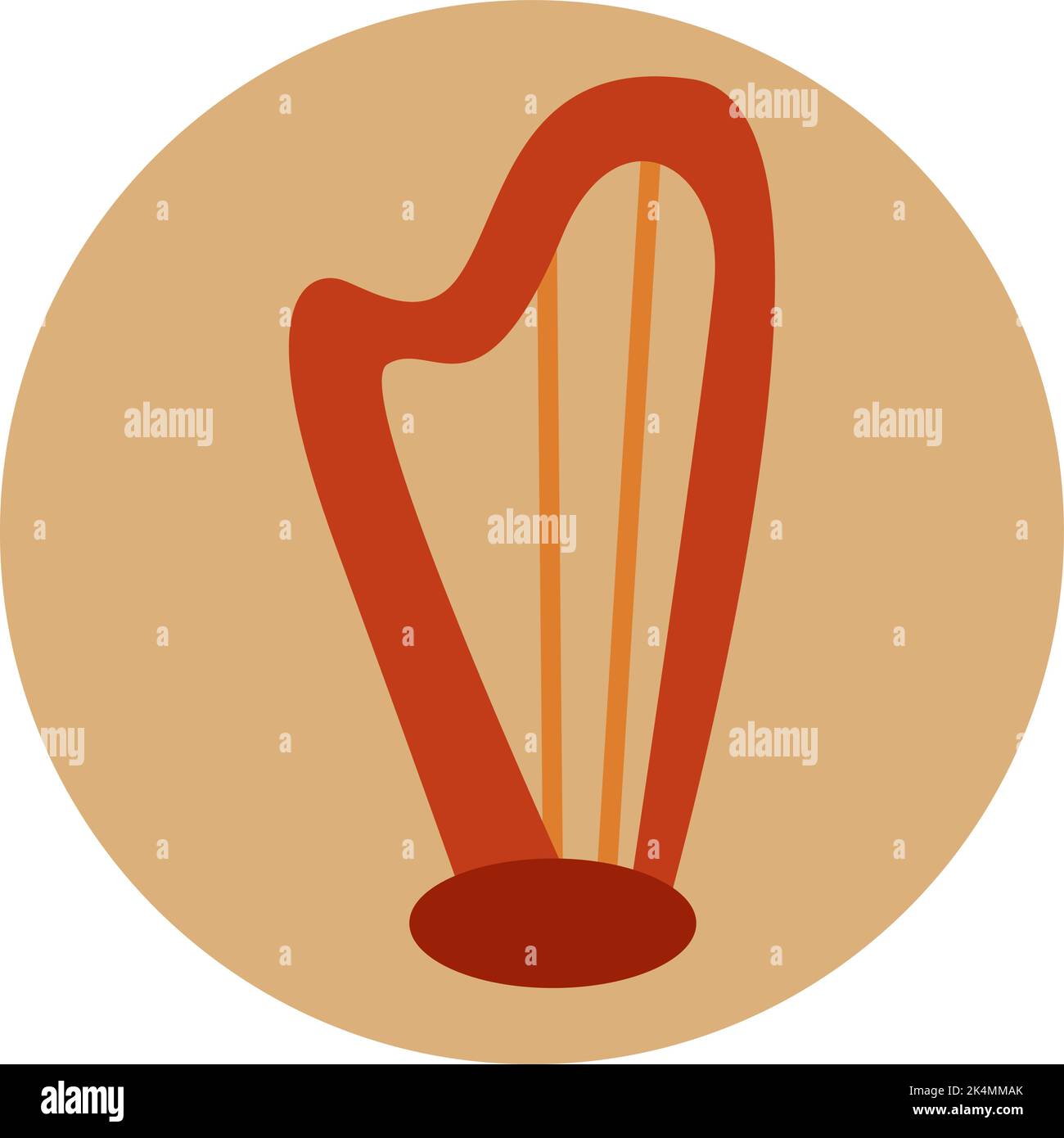 Harp instrument, illustration, vector on a white background Stock ...