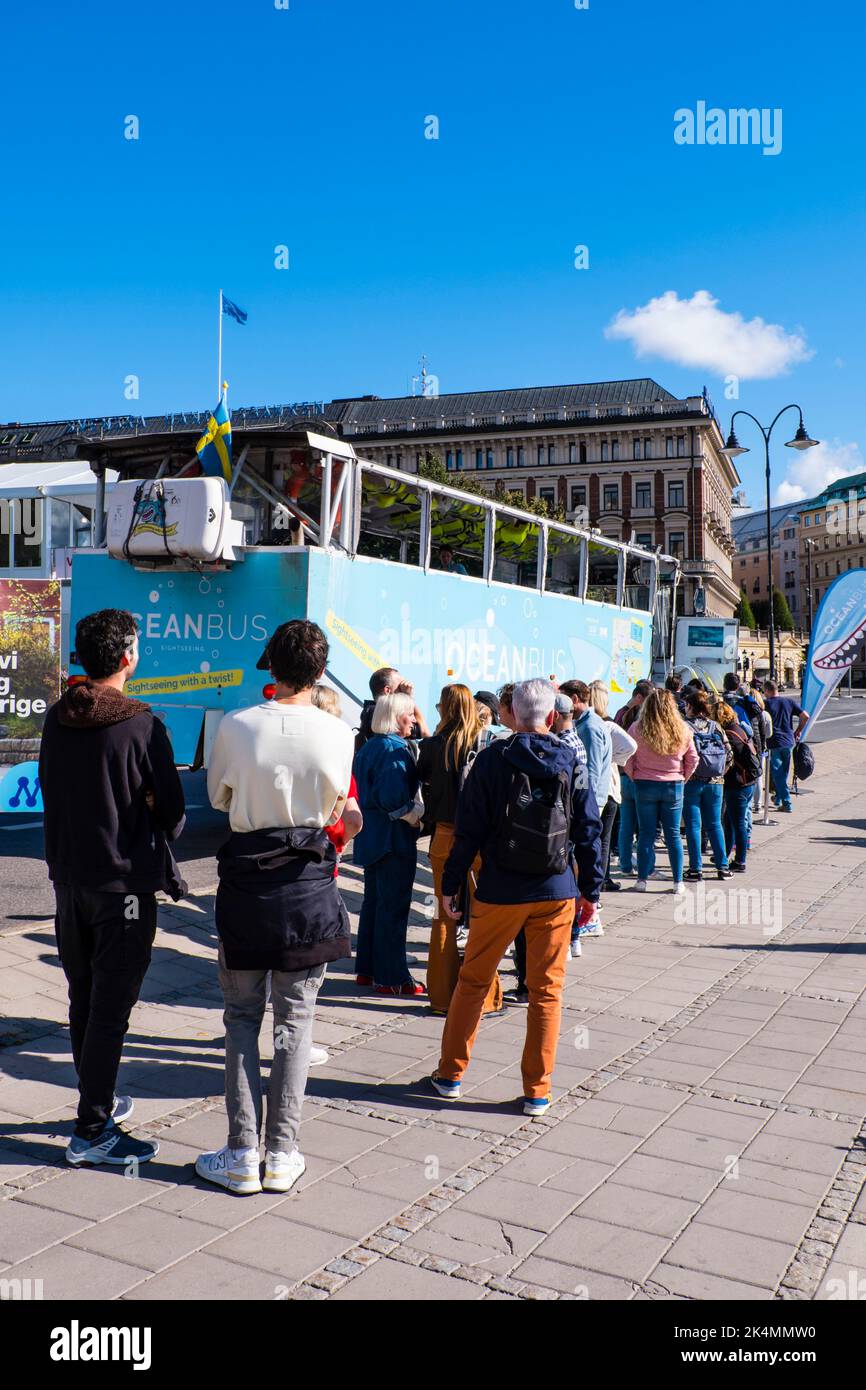 People queuing to Ocean Bus, Stockholm, Sweden Stock Photo - Alamy