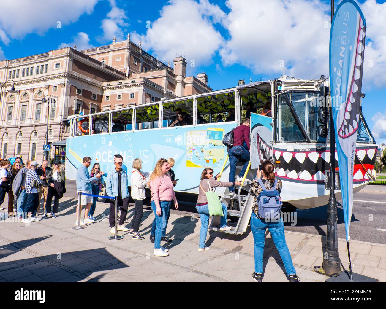 People queuing to Ocean Bus, Stockholm, Sweden Stock Photo - Alamy