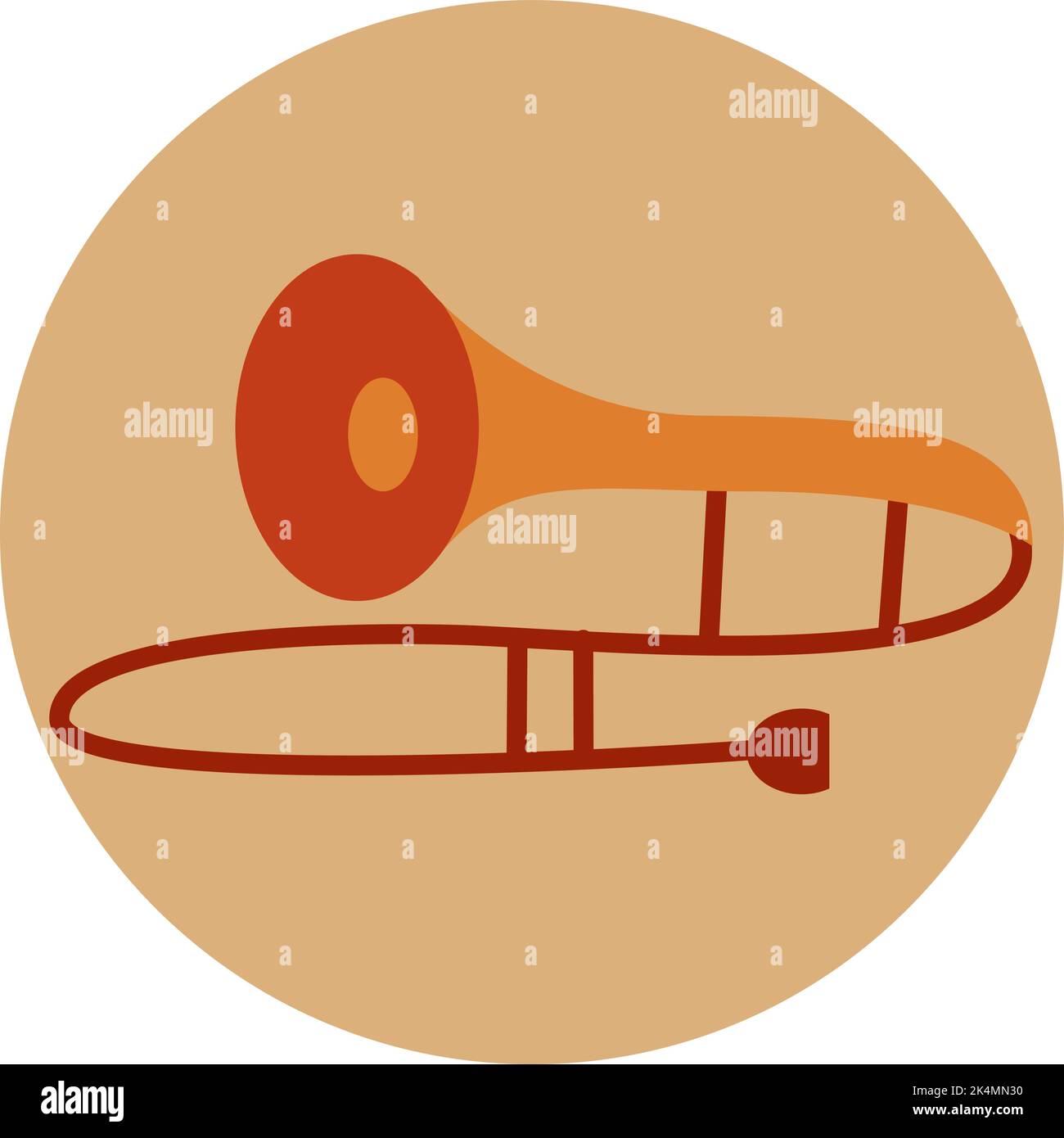 Trombone instrument, illustration, vector on a white background Stock ...
