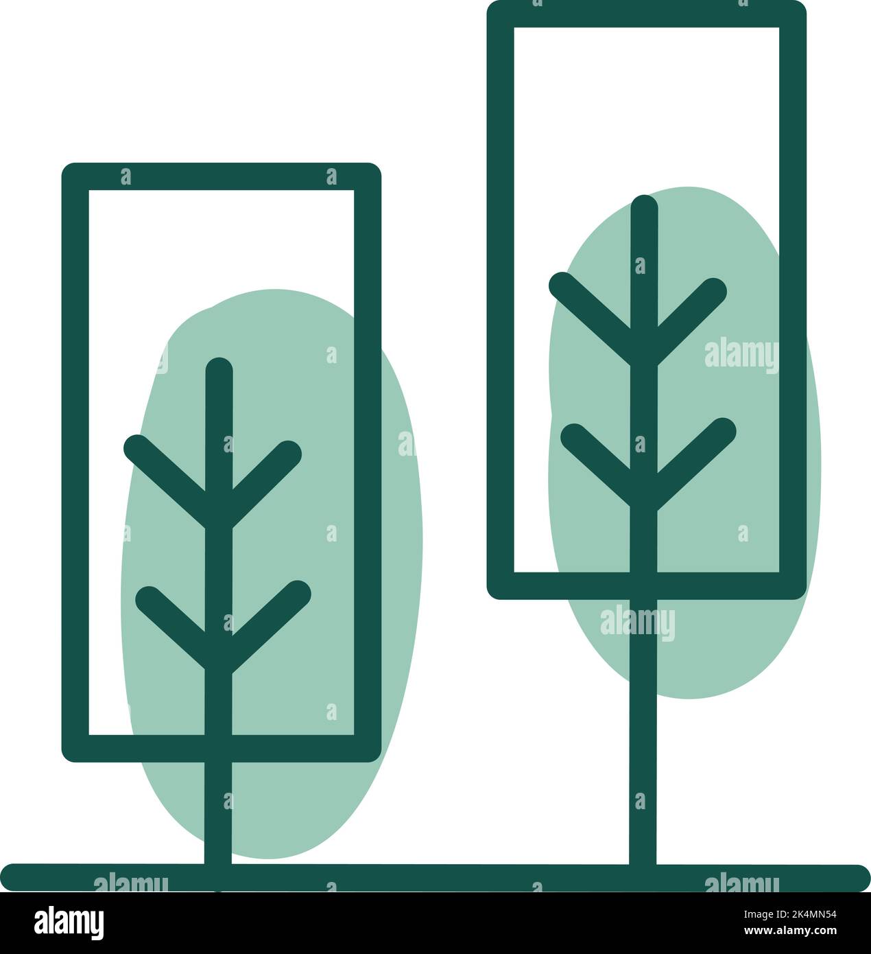 Rectangle trees, illustration, vector on a white background Stock ...