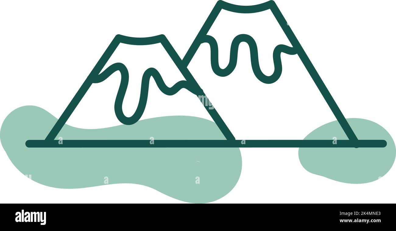 Volcano mountains, illustration, vector on a white background Stock ...