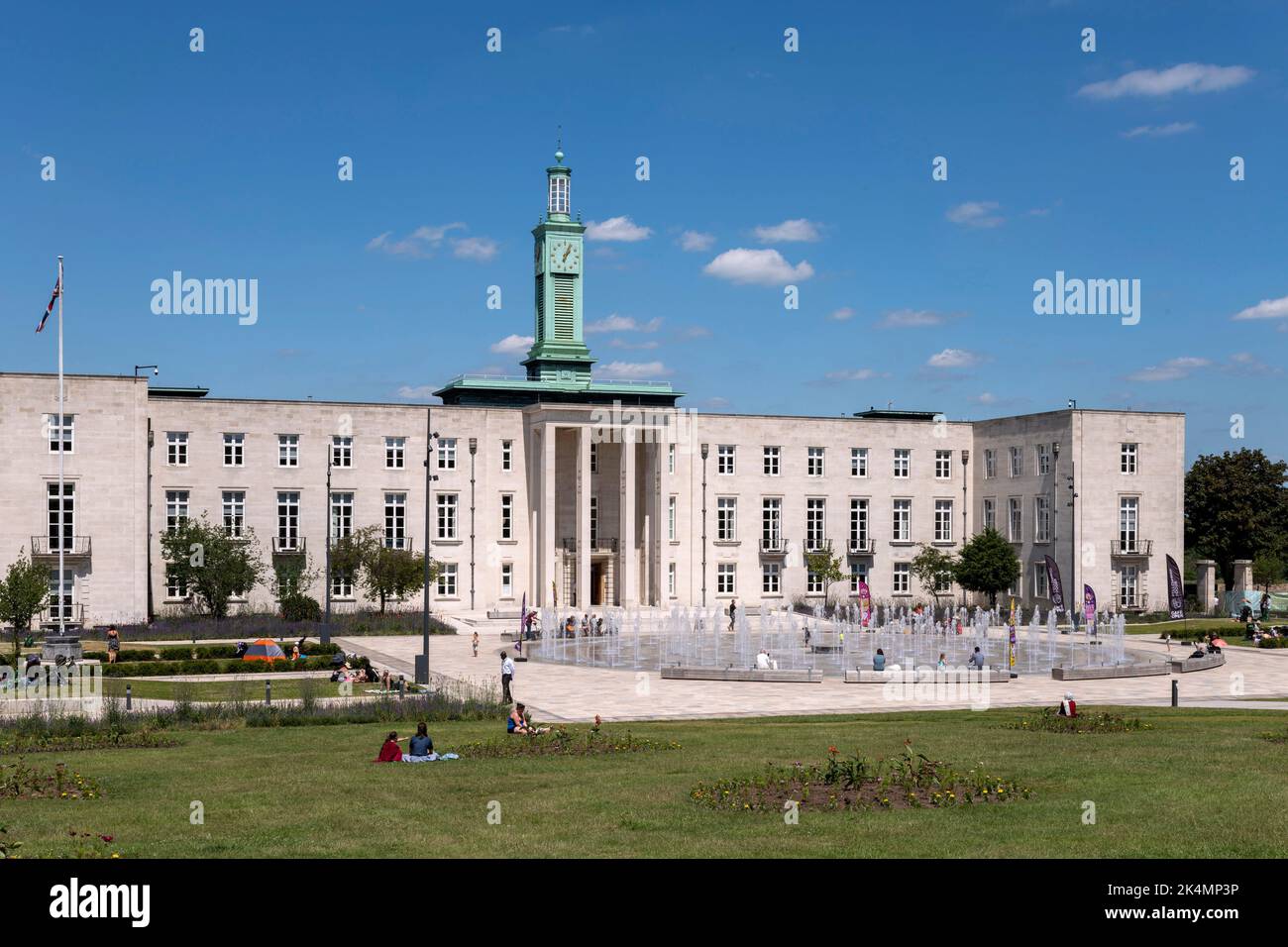 Wide view towards Town Hall. Fellowship Square, London, United Kingdom ...