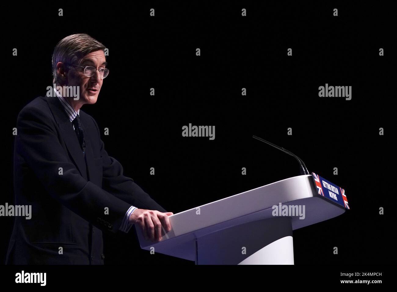 Jacob Rees-Mogg speaking at the Conservative Party annual conference at ...