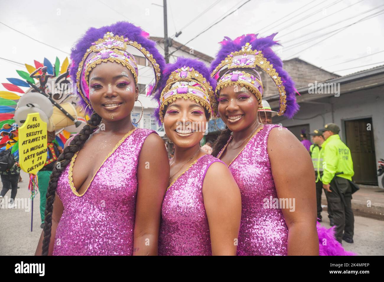 A group of women wear a costume before the parades at the San Pacho ...