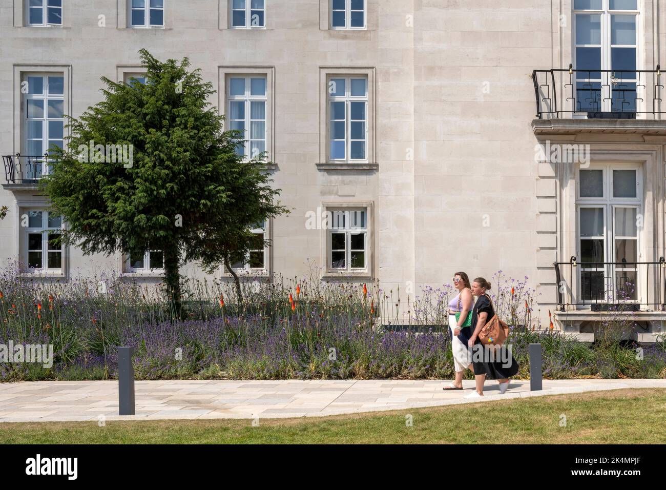Path and planting with Town Hall in background. Fellowship Square ...