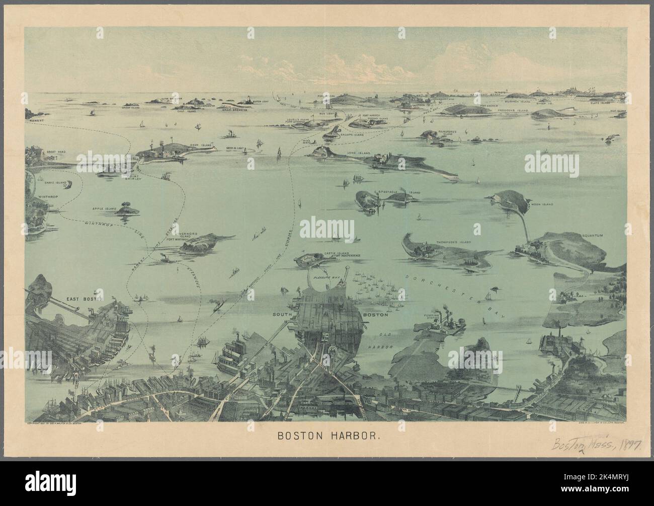 Aerial map view boston harbor hi-res stock photography and images - Alamy