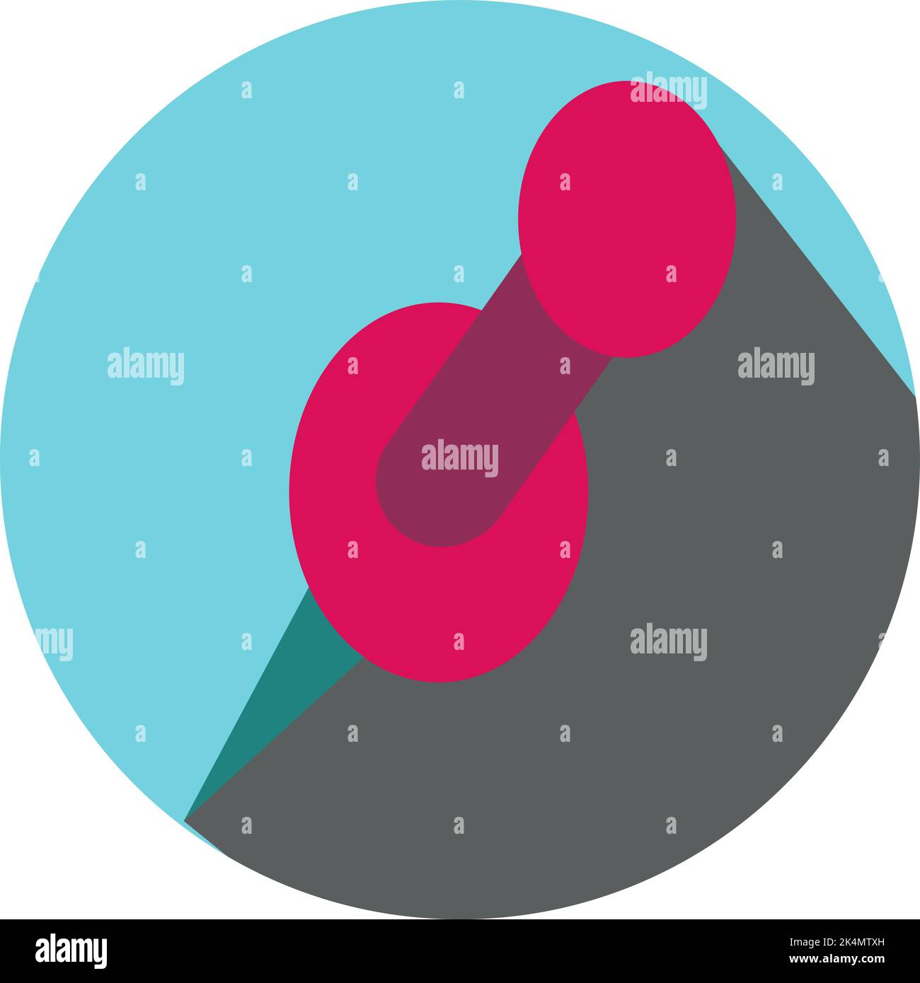 Pink office pin, illustration, vector on a white background Stock ...