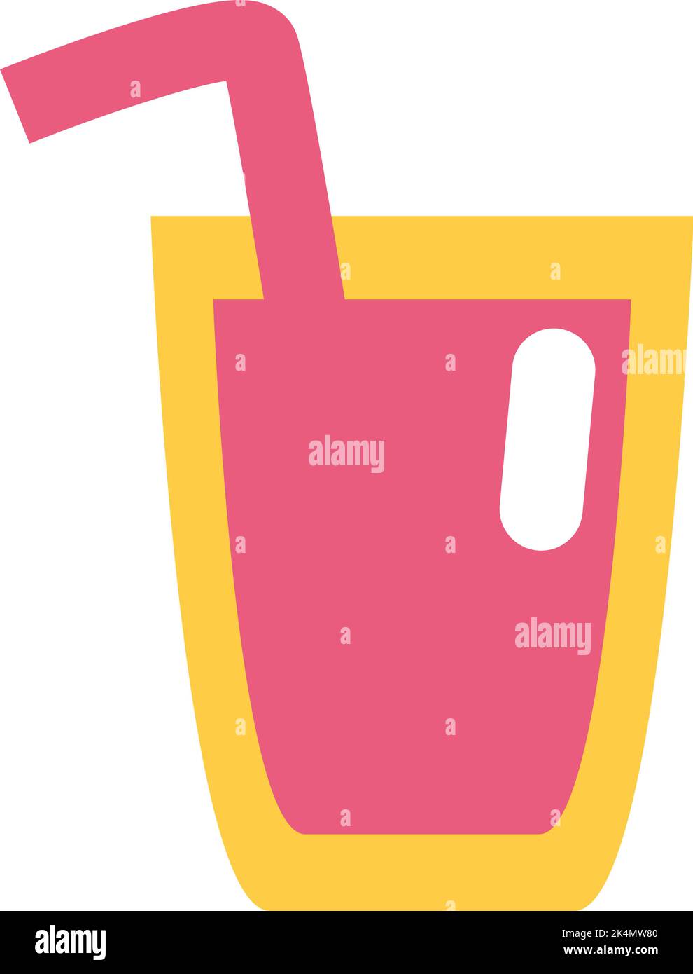Pink juice in yellow glass, illustration, vector on a white background ...
