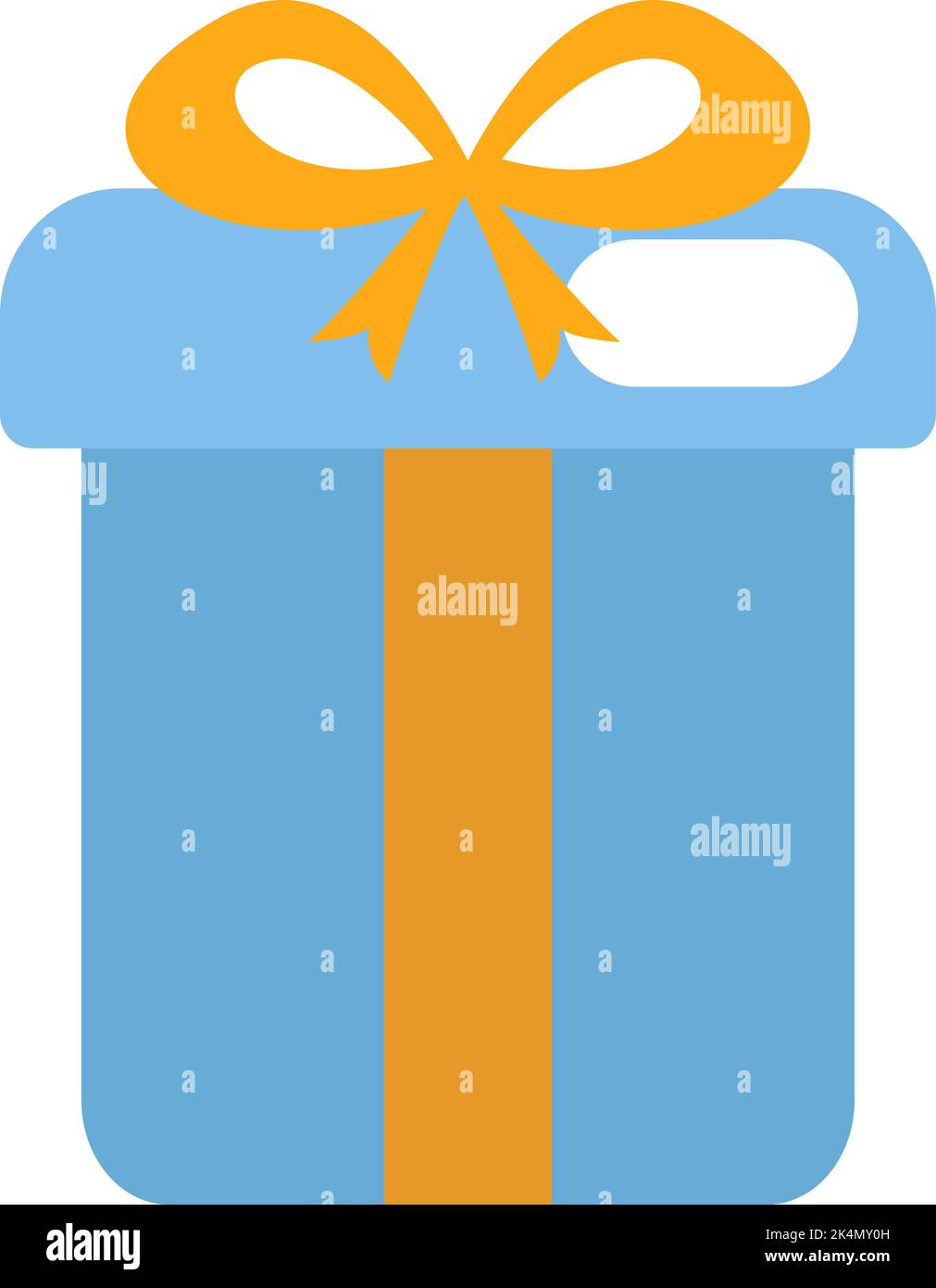 Blue present with yellow bow, illustration, vector on a white ...