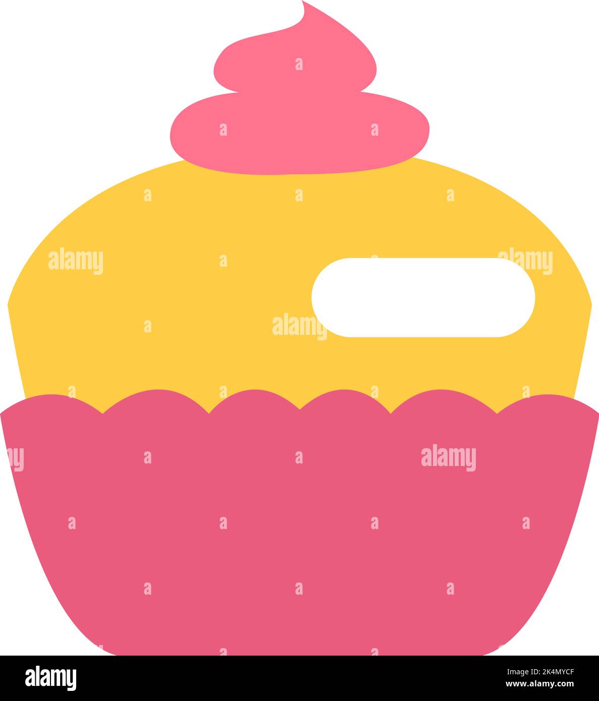 Pink and yellow party cupcake, illustration, vector on a white ...