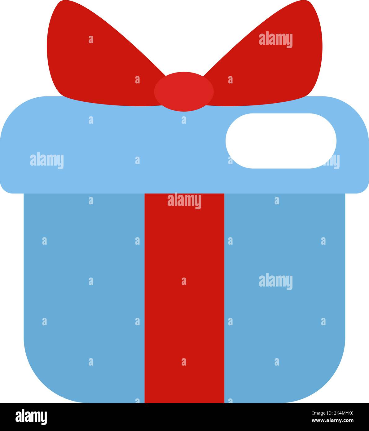Blue present with red ribbon, illustration, vector on a white ...