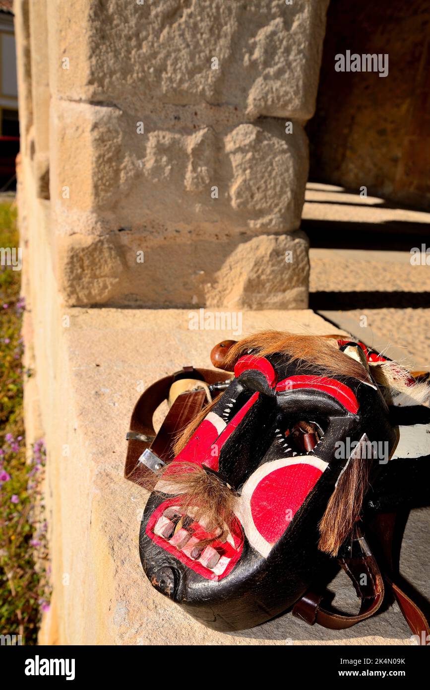Masks and objects of Botargas (Candelas fest) in Beleña de Sorbe ...