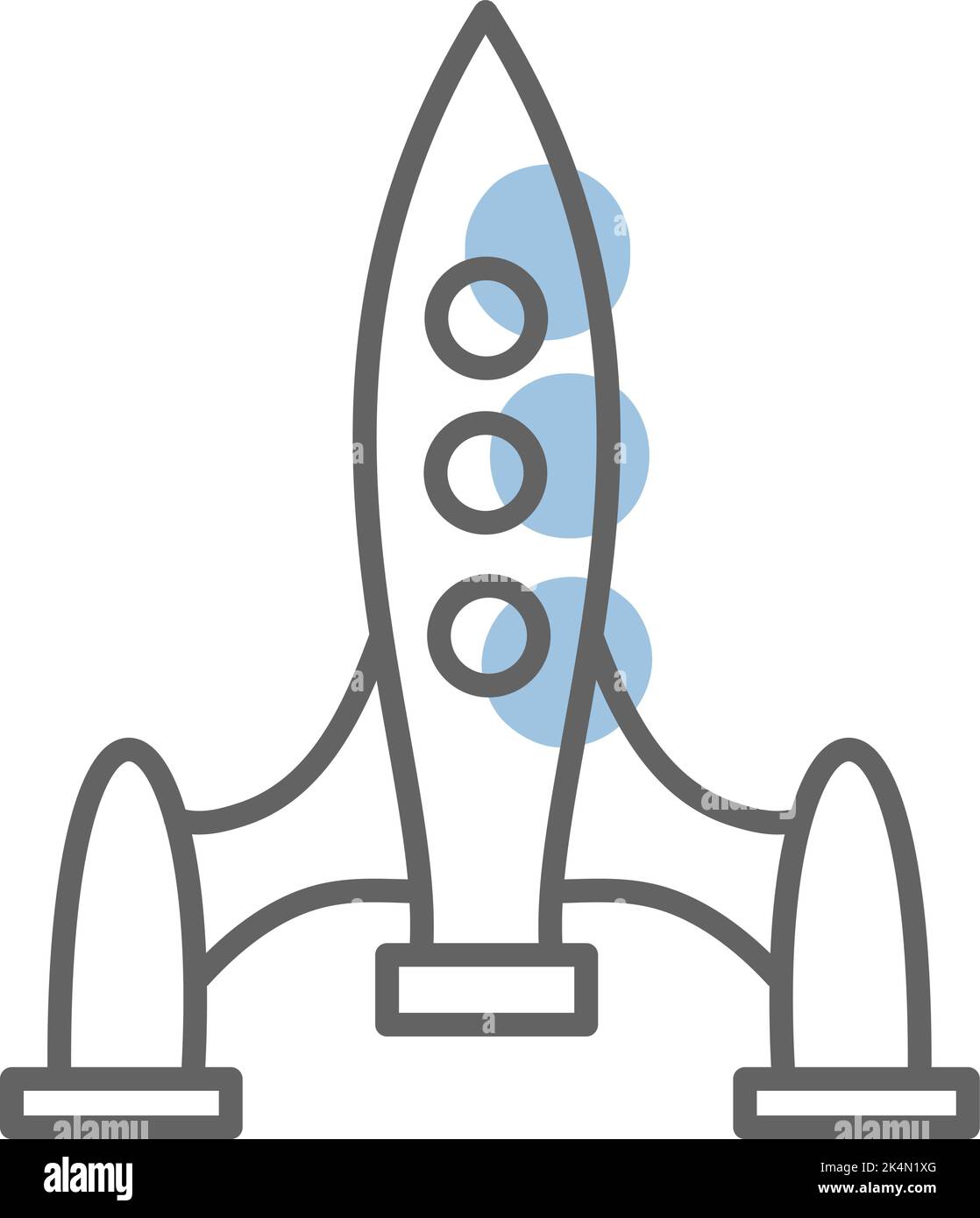 Space ship with three engines, illustration, vector on a white ...