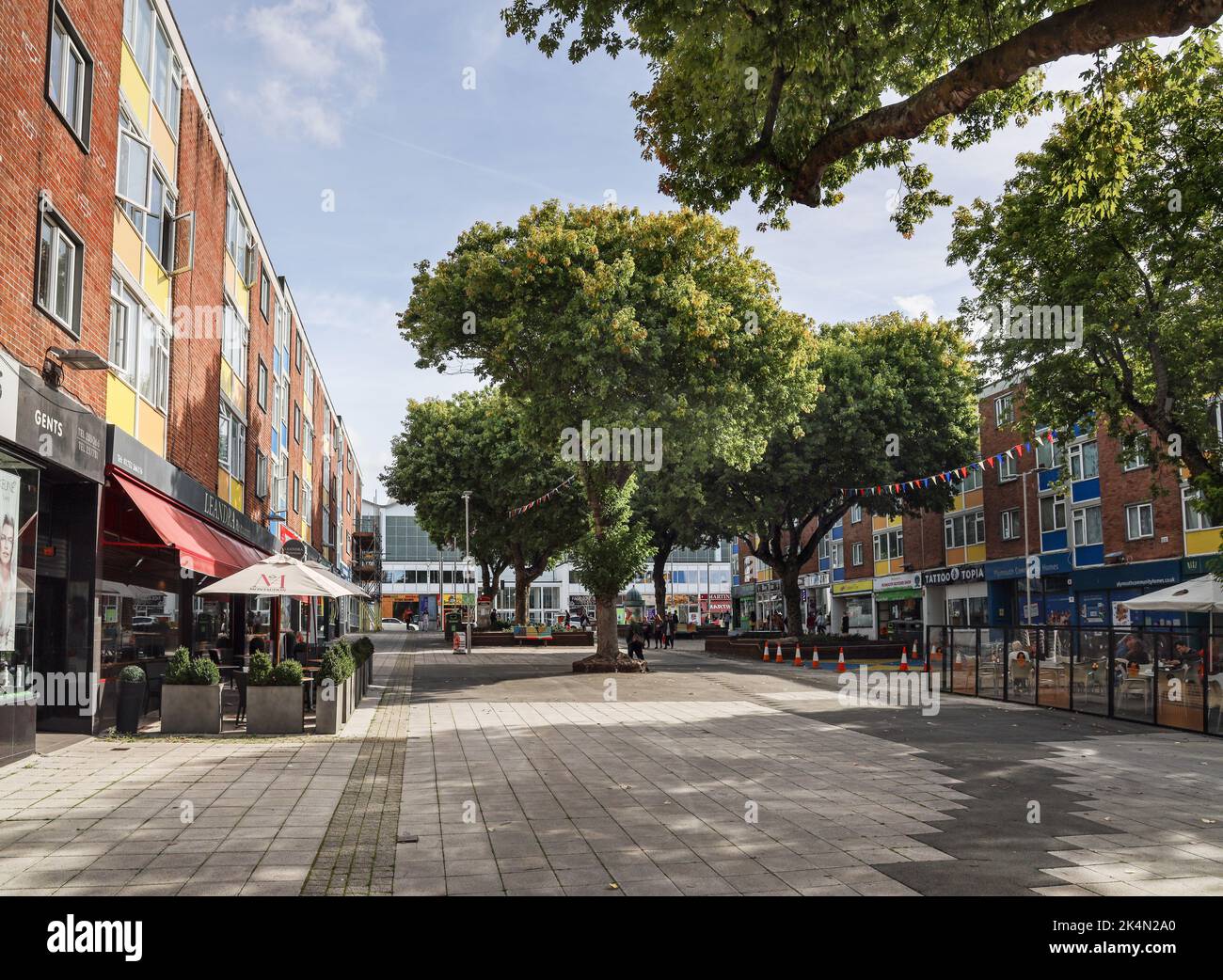 Frankfort Gate in Plymouth’s vibrant West End. Cafes, hairdresser and ...