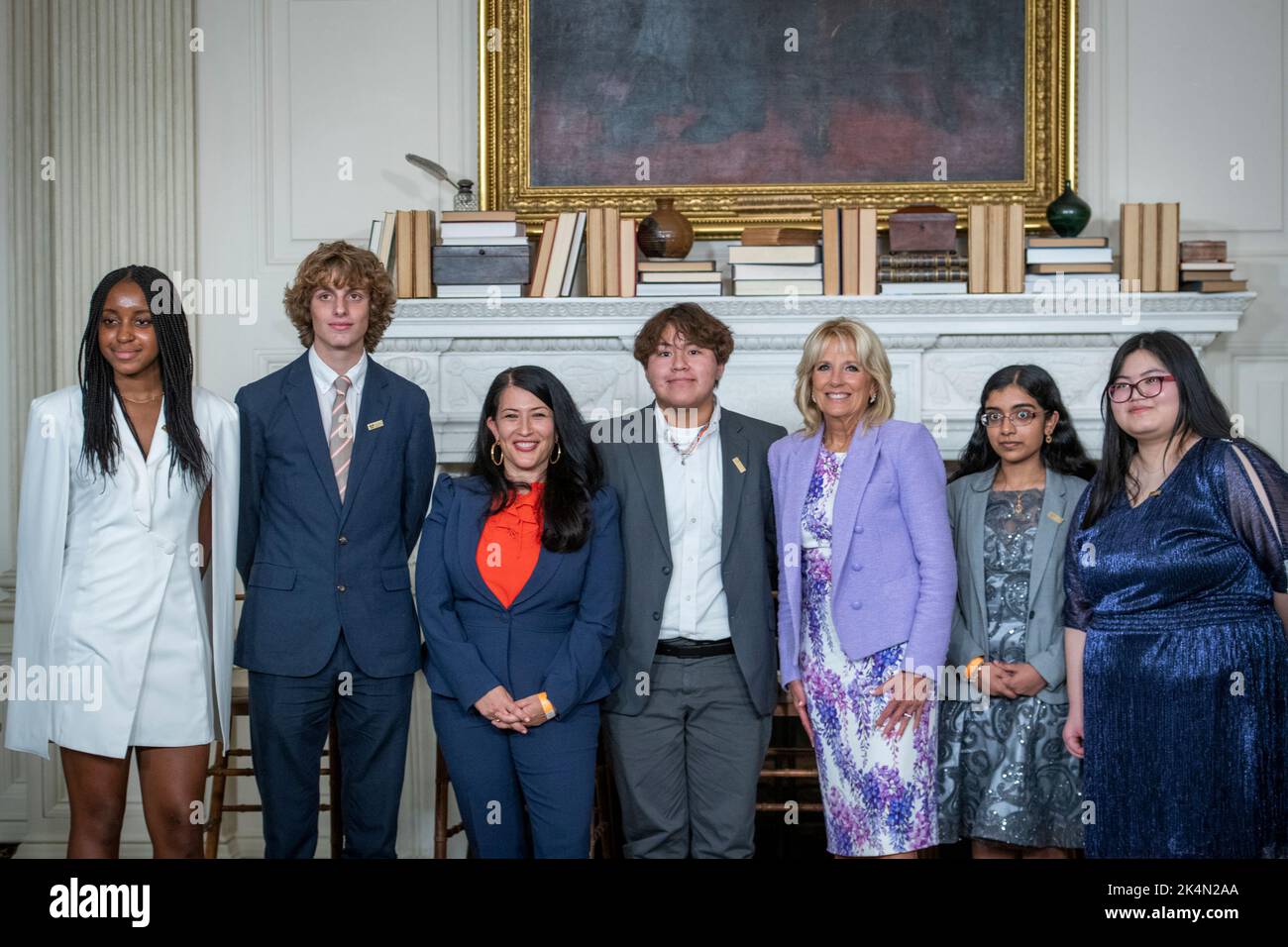 First lady Dr. Jill Biden, third from right, and Ada Limón, 24th Poet Laureate of the United ...