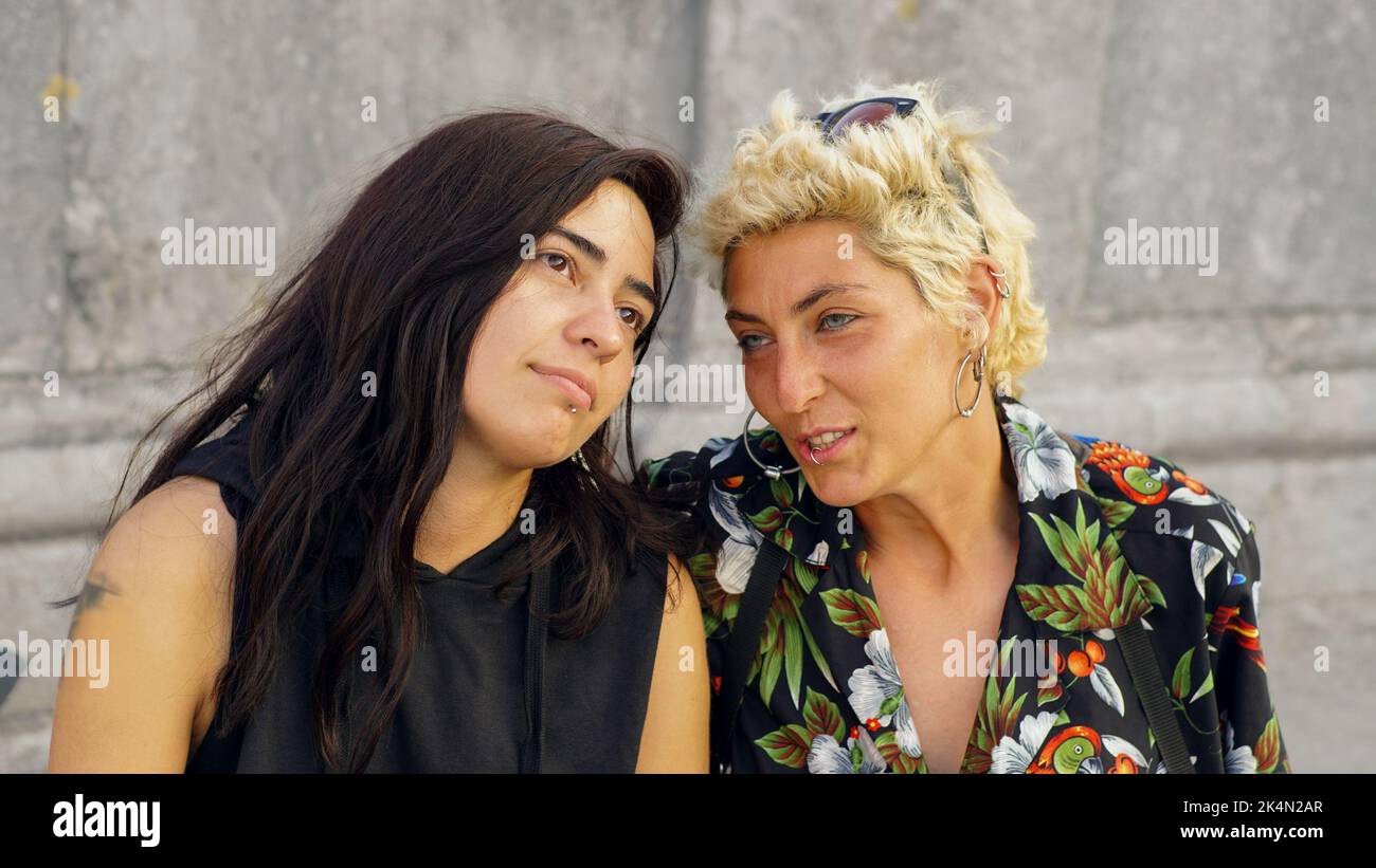 portrait of two alternative non-binary people Stock Photo - Alamy