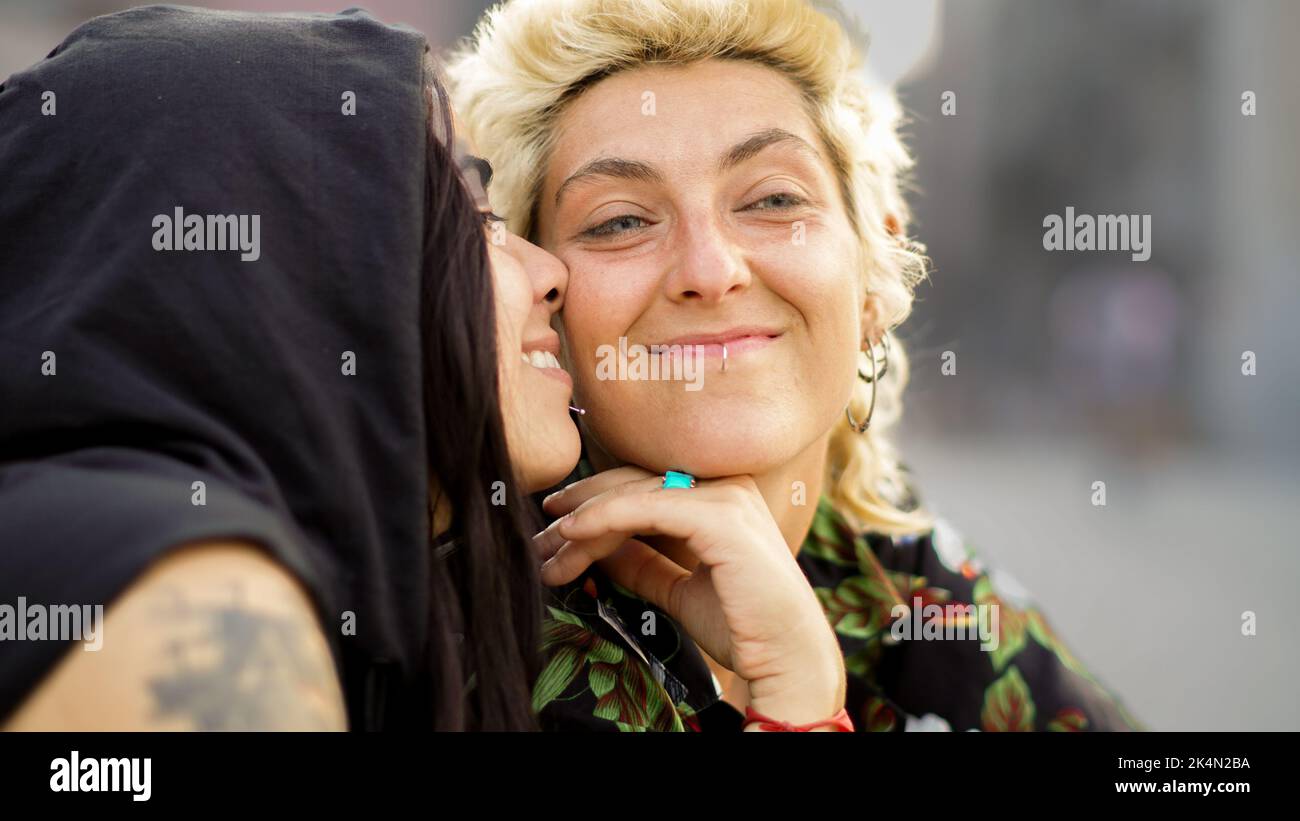 Portrait of a non binary couple in love Stock Photo - Alamy