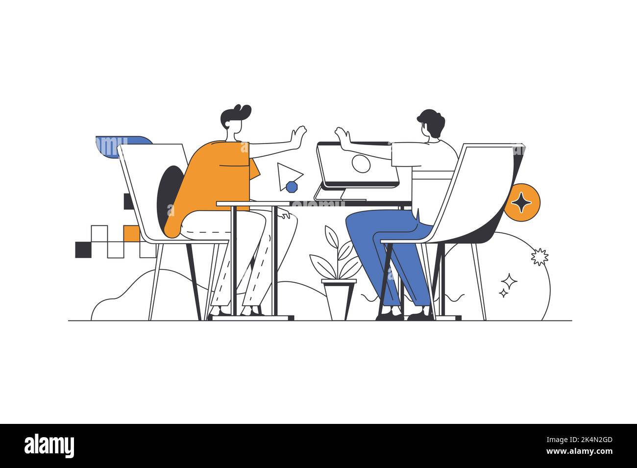 Best feedback web concept in flat outline design with characters. Client writing comments and ...