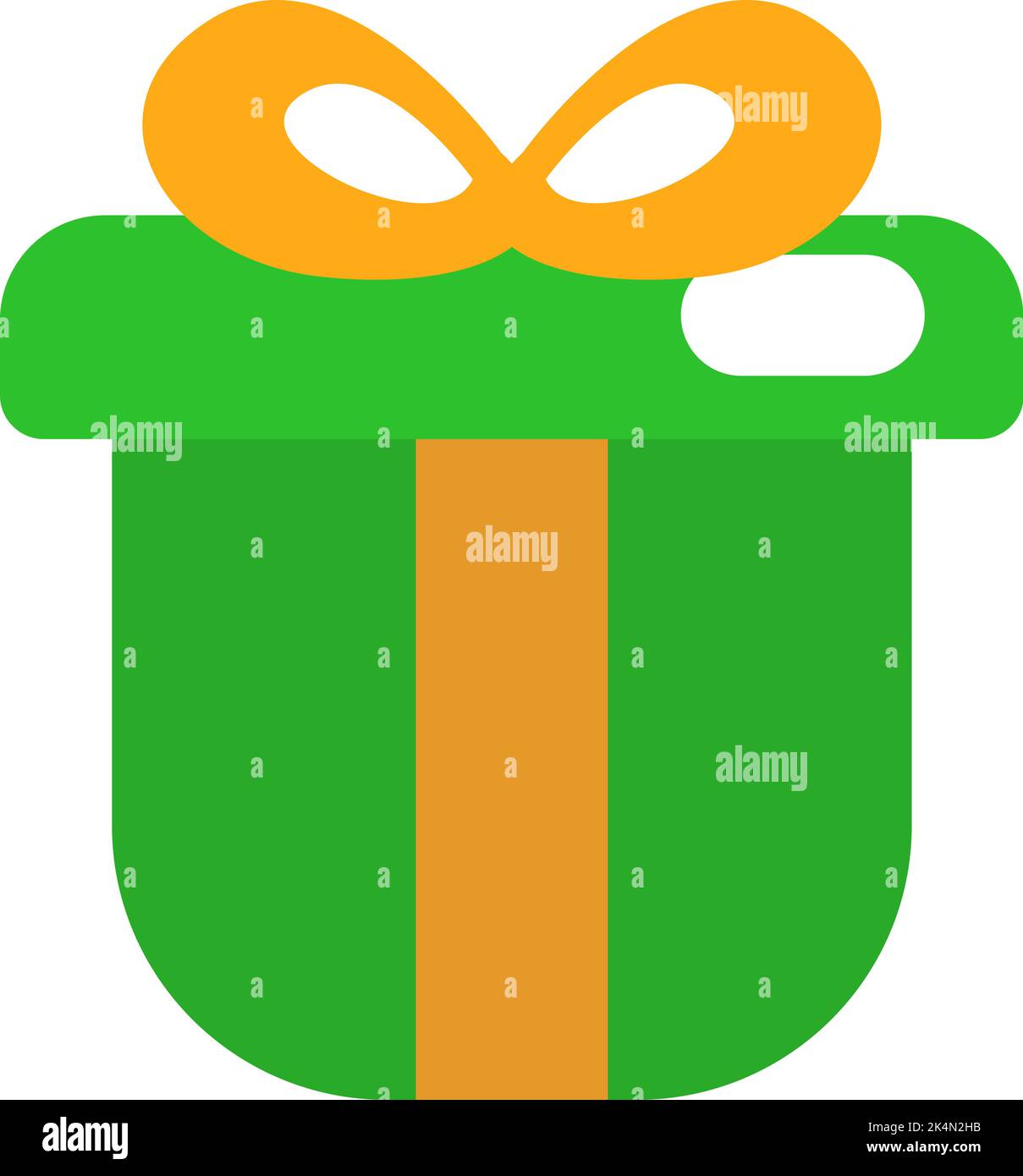 Green present with yellow ribbon, illustration, vector on a white ...