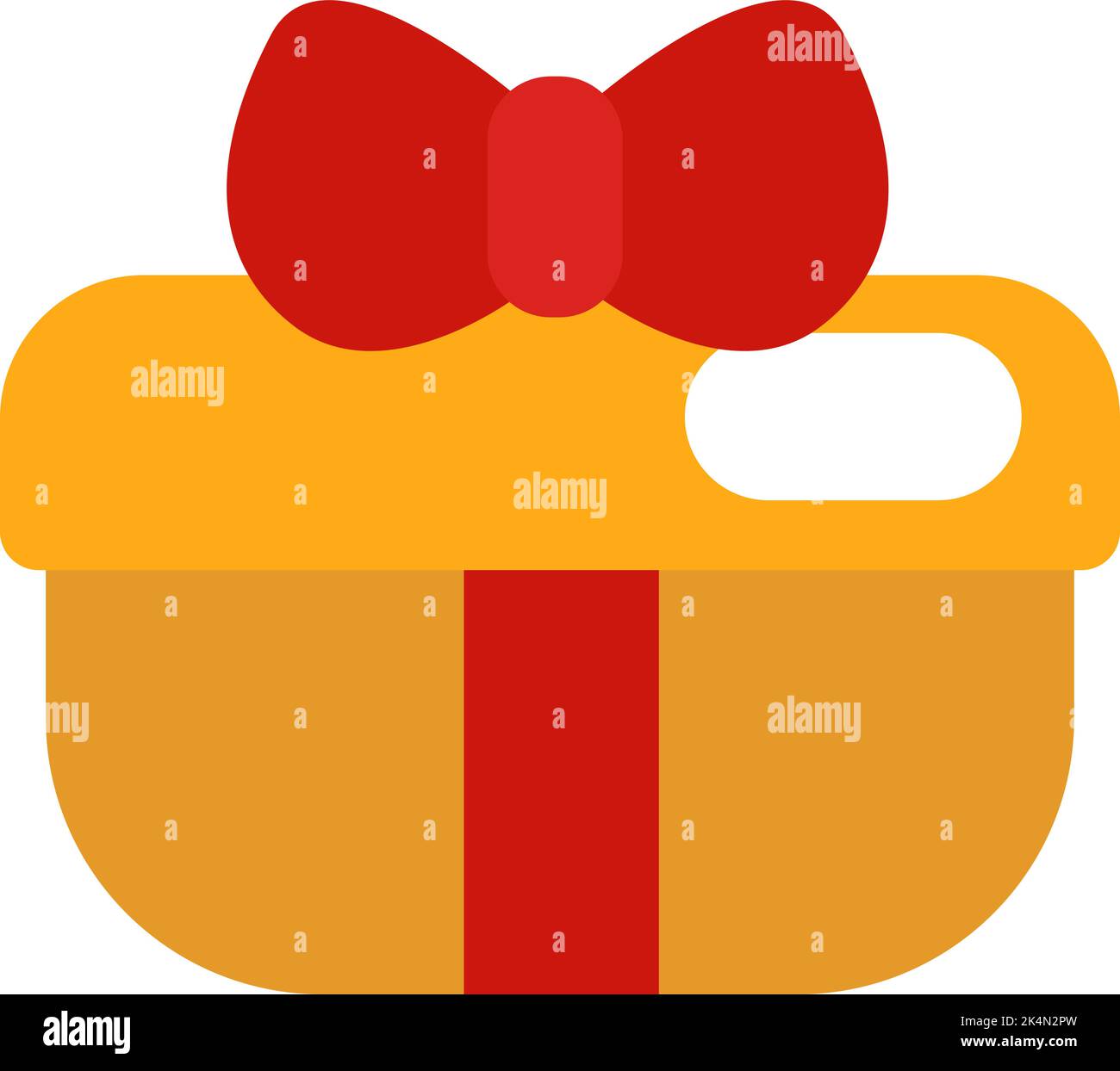 Yellow gift box with red ribbon, illustration, vector on a white ...