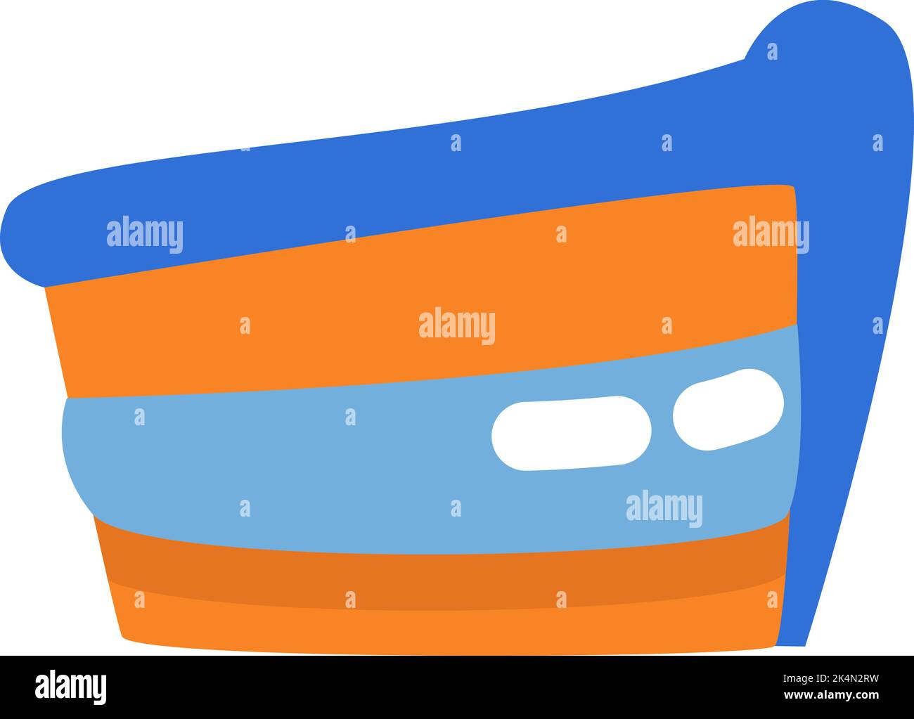 Slice of blue cake, illustration, vector on a white background Stock ...