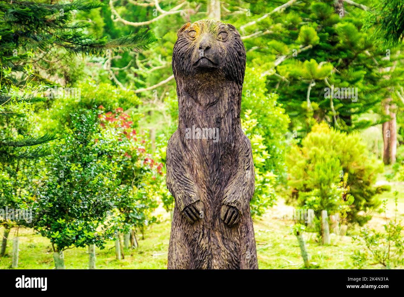 Furnas, Sao Miguel Island, Azores, Portugal: woodcarved animal ...