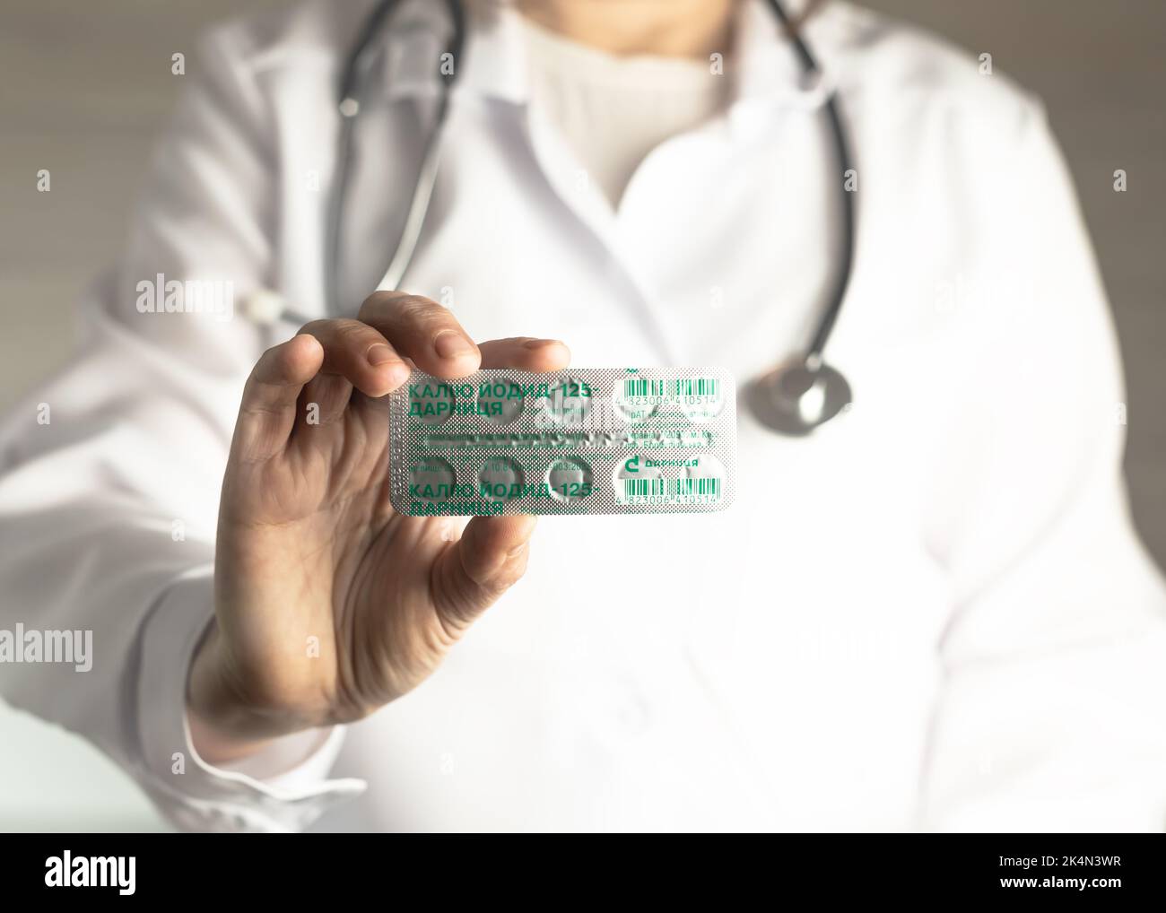 KYIV, UKRAINE, OCTOBER 2022 - Potassium iodide tablets for use in case ...