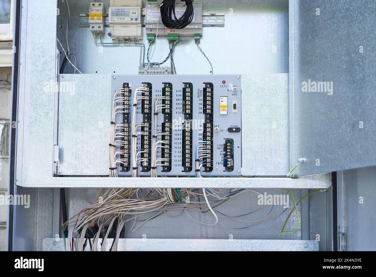 The wires are connected to the residual current circuit breakers and ...