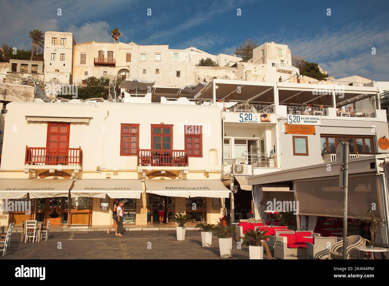 People walking at the main street of the old town Chora at the ...