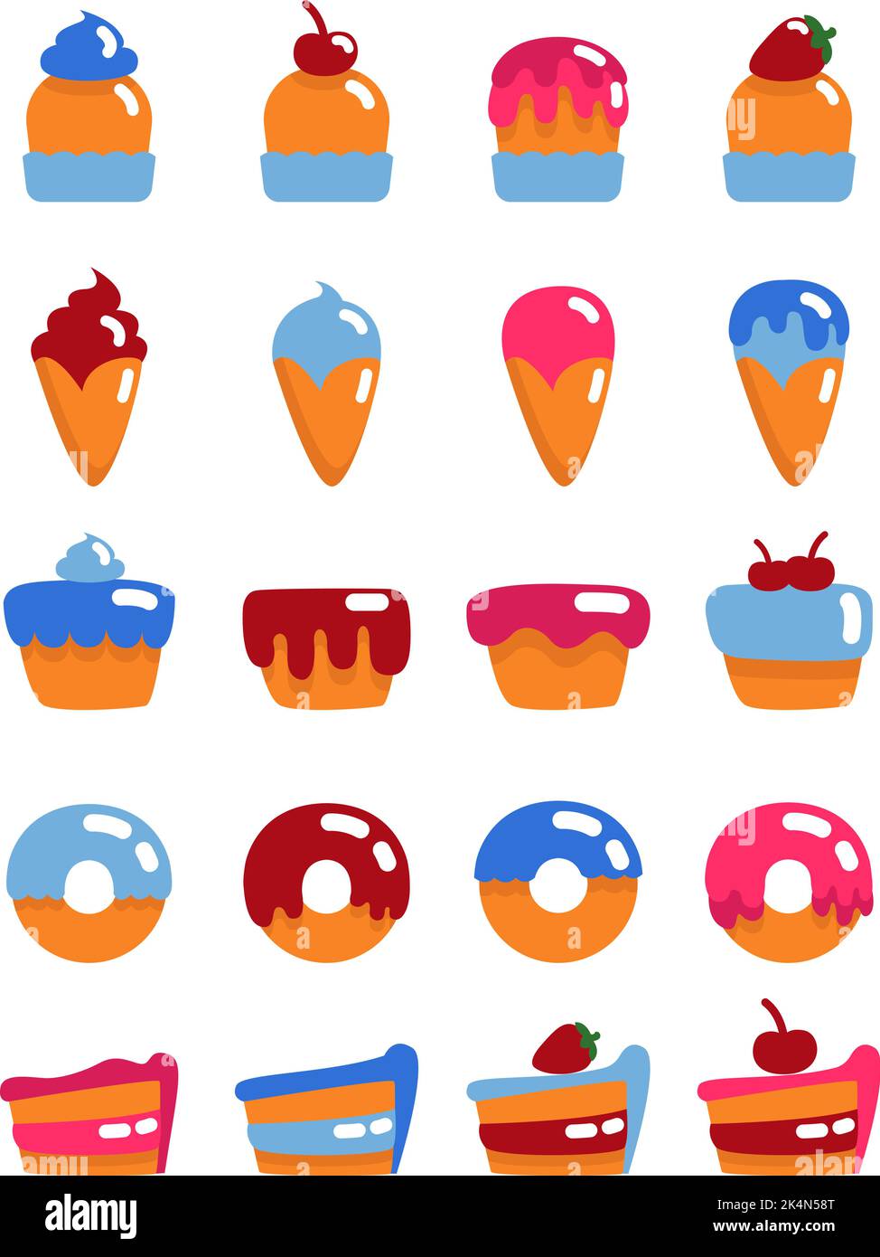 Bakery sweets, illustration, vector on a white background Stock Vector ...