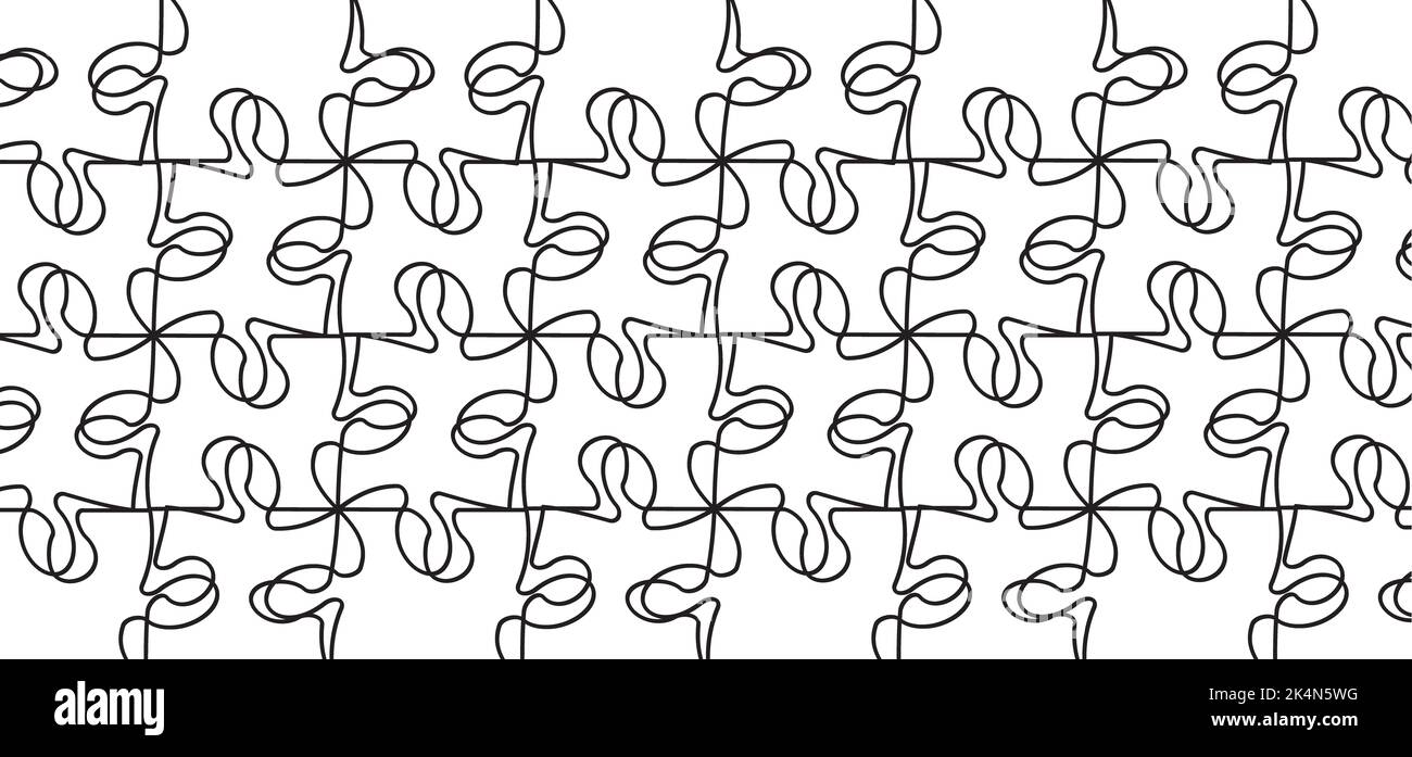 jigsaw puzzle pieces connection line pattern. Puzzle pieces icon or ...