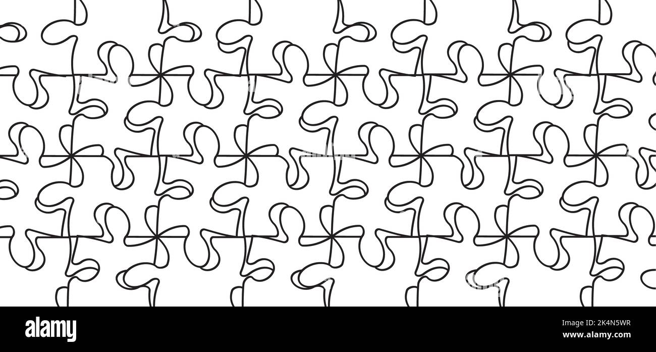 jigsaw puzzle pieces connection line pattern. Puzzle pieces icon or ...