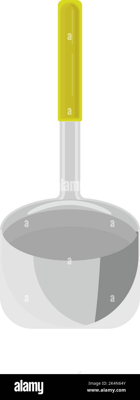 Laddle with yellow handle, illustration, vector on a white background ...