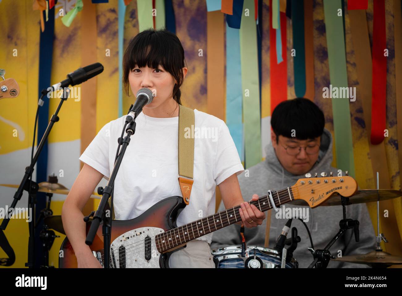 Sumi Choi of South Korean band Say Sue Me play the Rough Trade Tent at ...