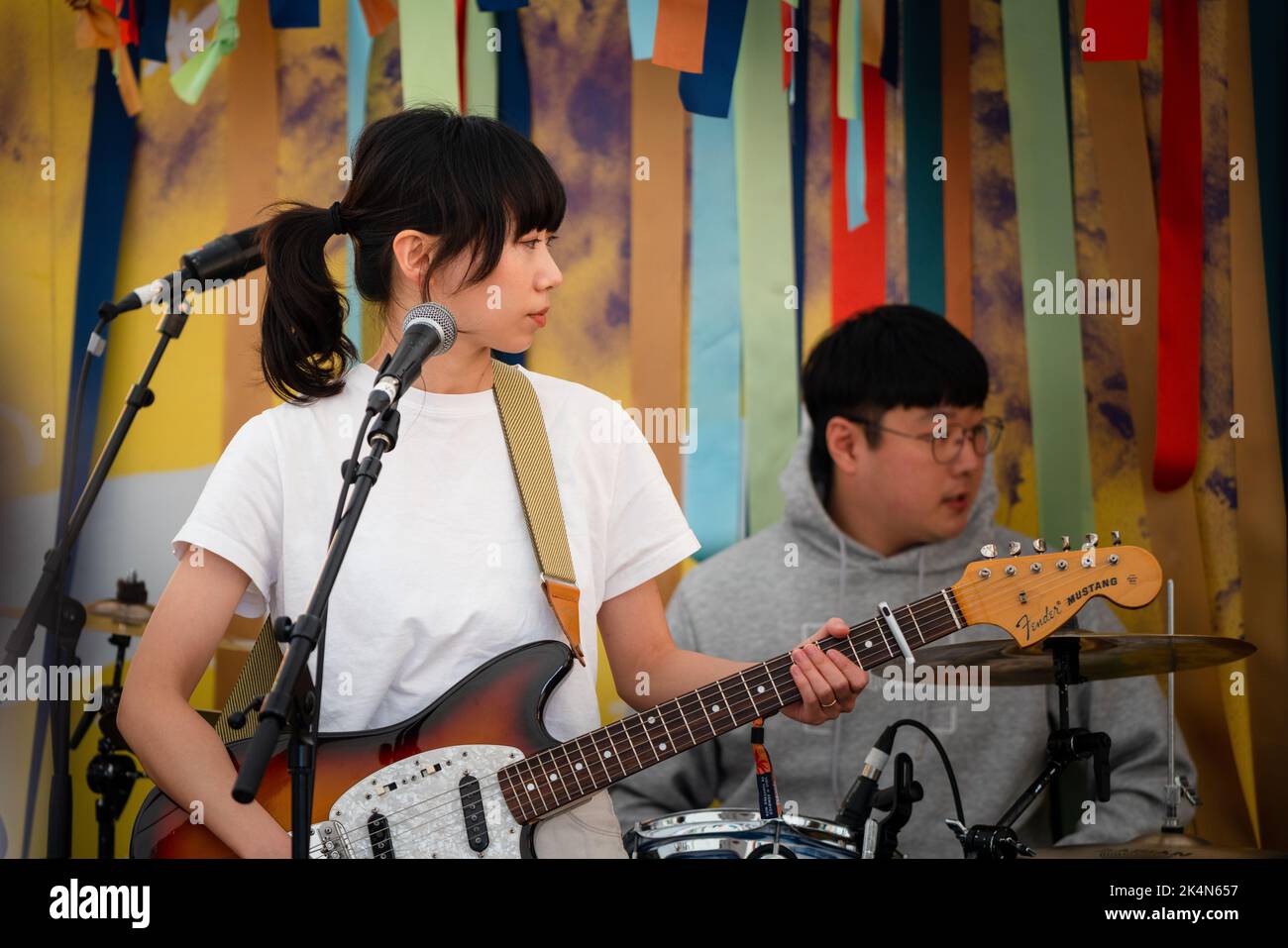 Sumi Choi of South Korean band Say Sue Me play the Rough Trade Tent at ...