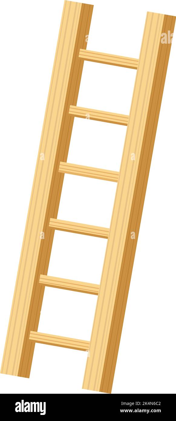 Wooden ladder, illustration, vector on a white background Stock Vector ...