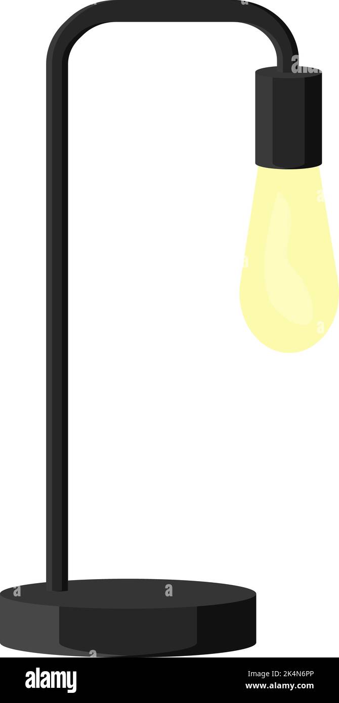 Black table lamp, illustration, vector on a white background Stock ...