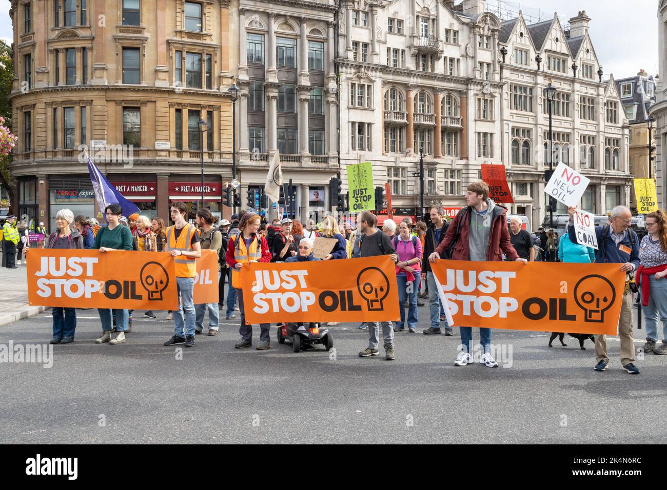 London, England, UK 03/10/2022 Just Stop Oil protesters block roads ...