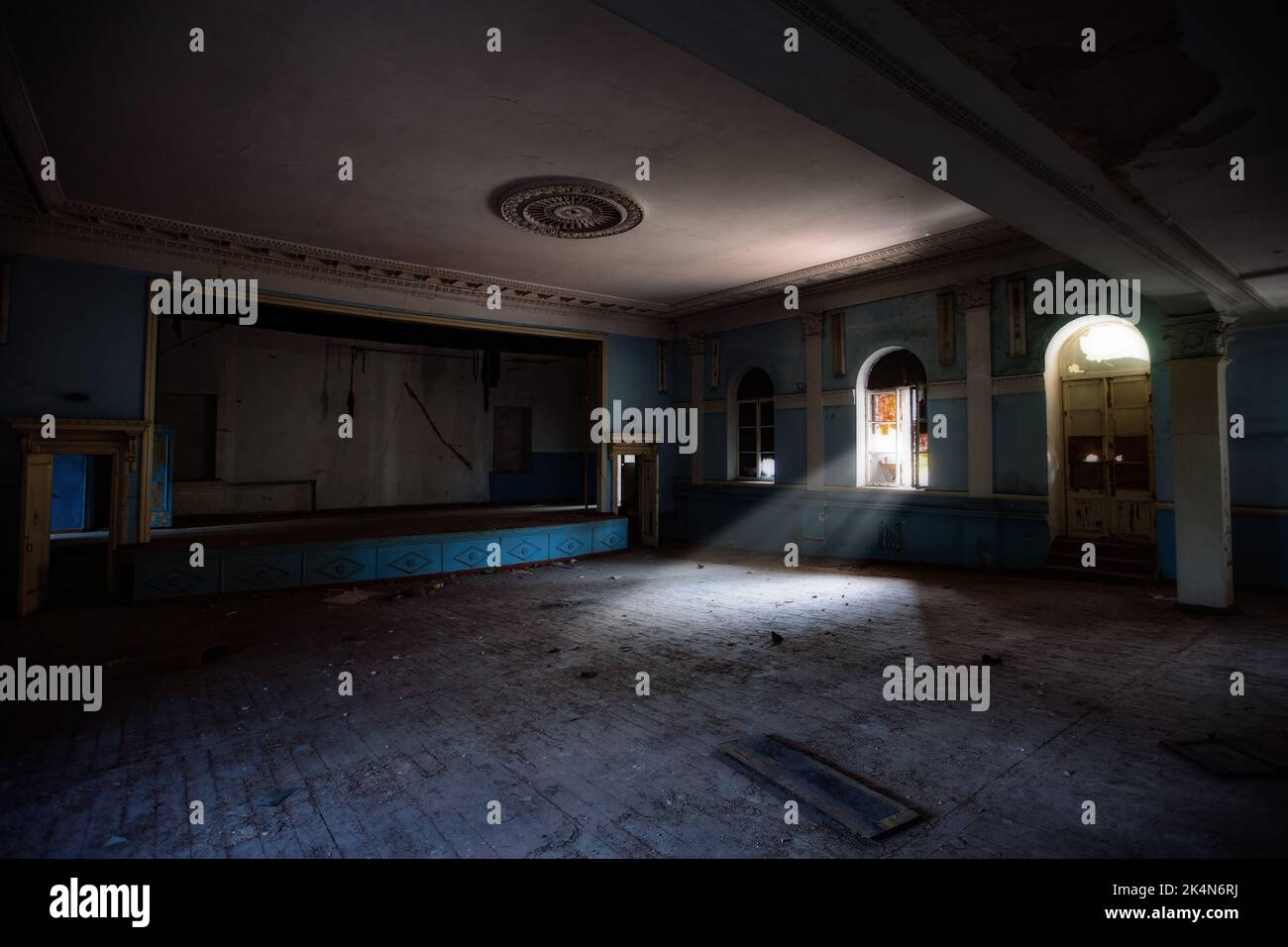 Old abandoned ruined stage theater or cinema Stock Photo - Alamy