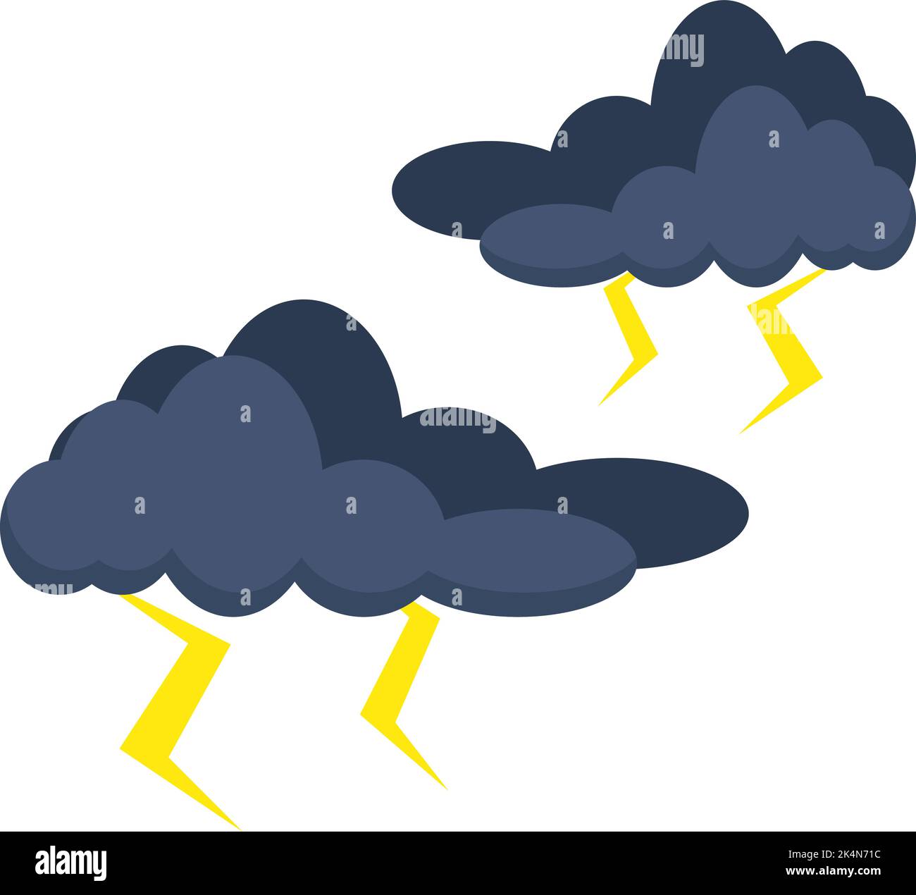 Lightning clouds, illustration, vector on a white background Stock ...