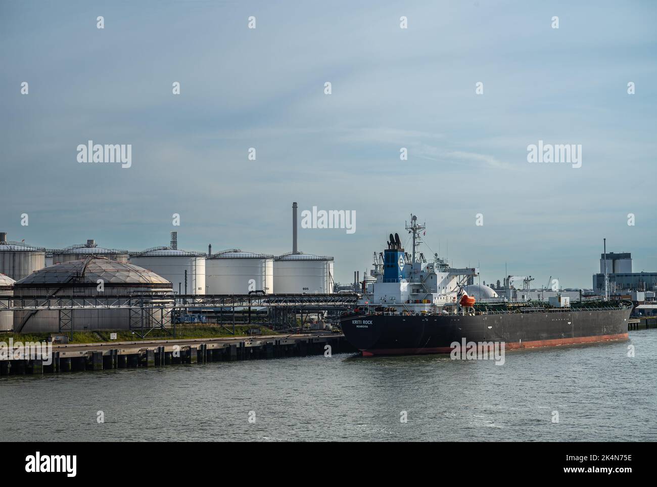 Rotterdam, Netherlands - July 11, 2022: Kriti Rock oil tanker at quay ...