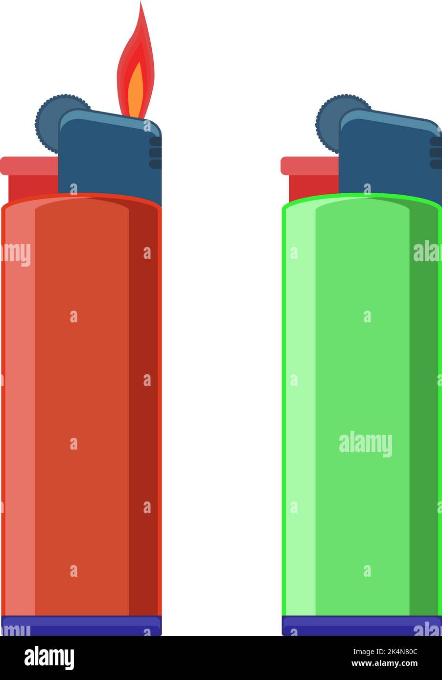Red and green lighters, illustration, vector on a white background ...