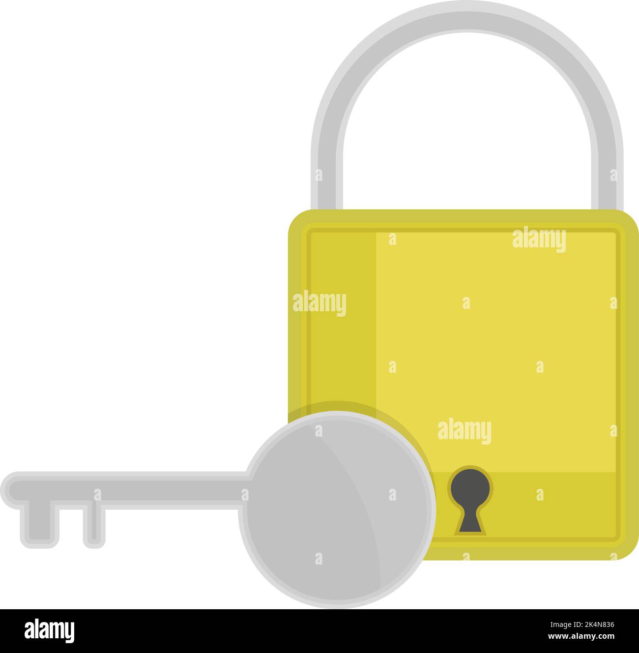 Security lock with key, illustration, vector on a white background ...