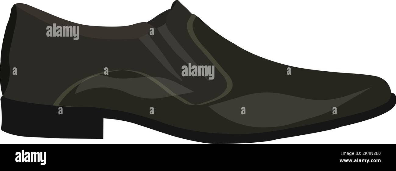 Black mens shoes, illustration, vector on a white background Stock ...
