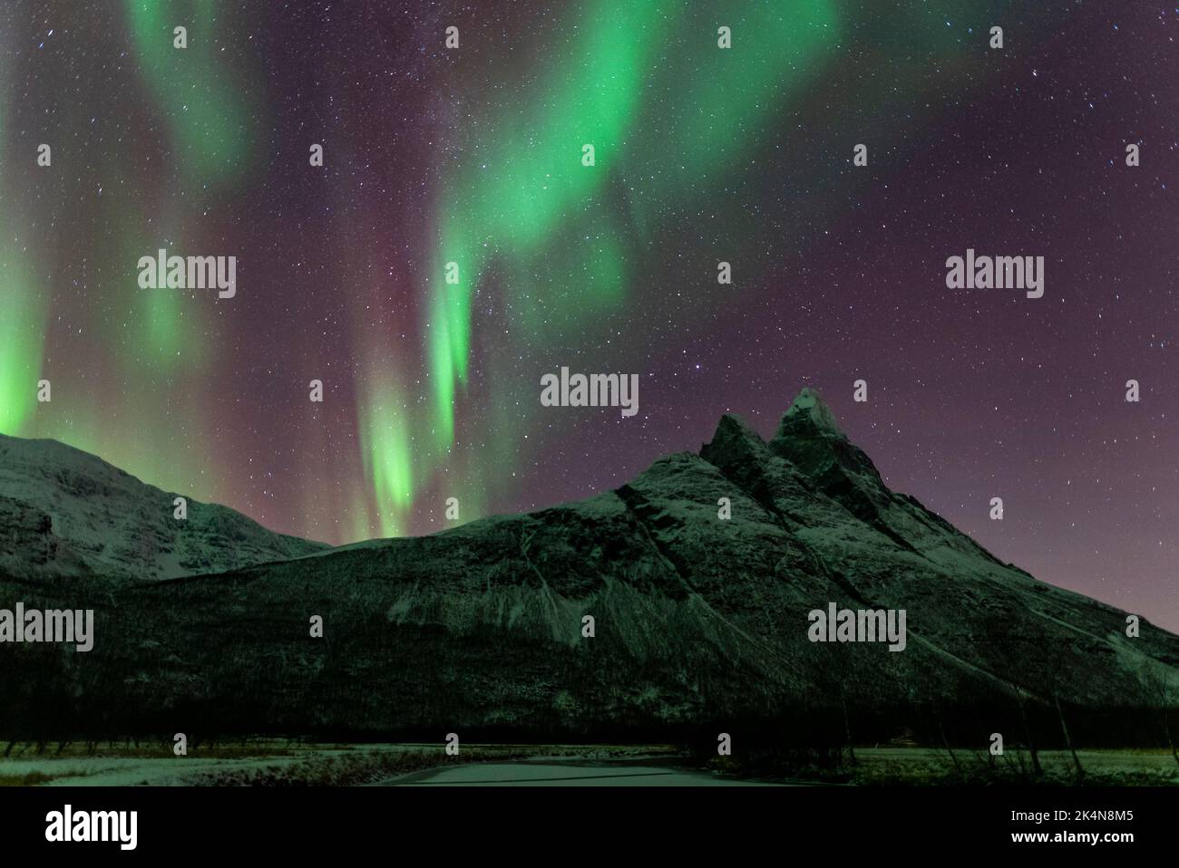 Mountain peak aurora borealis hi-res stock photography and images - Alamy
