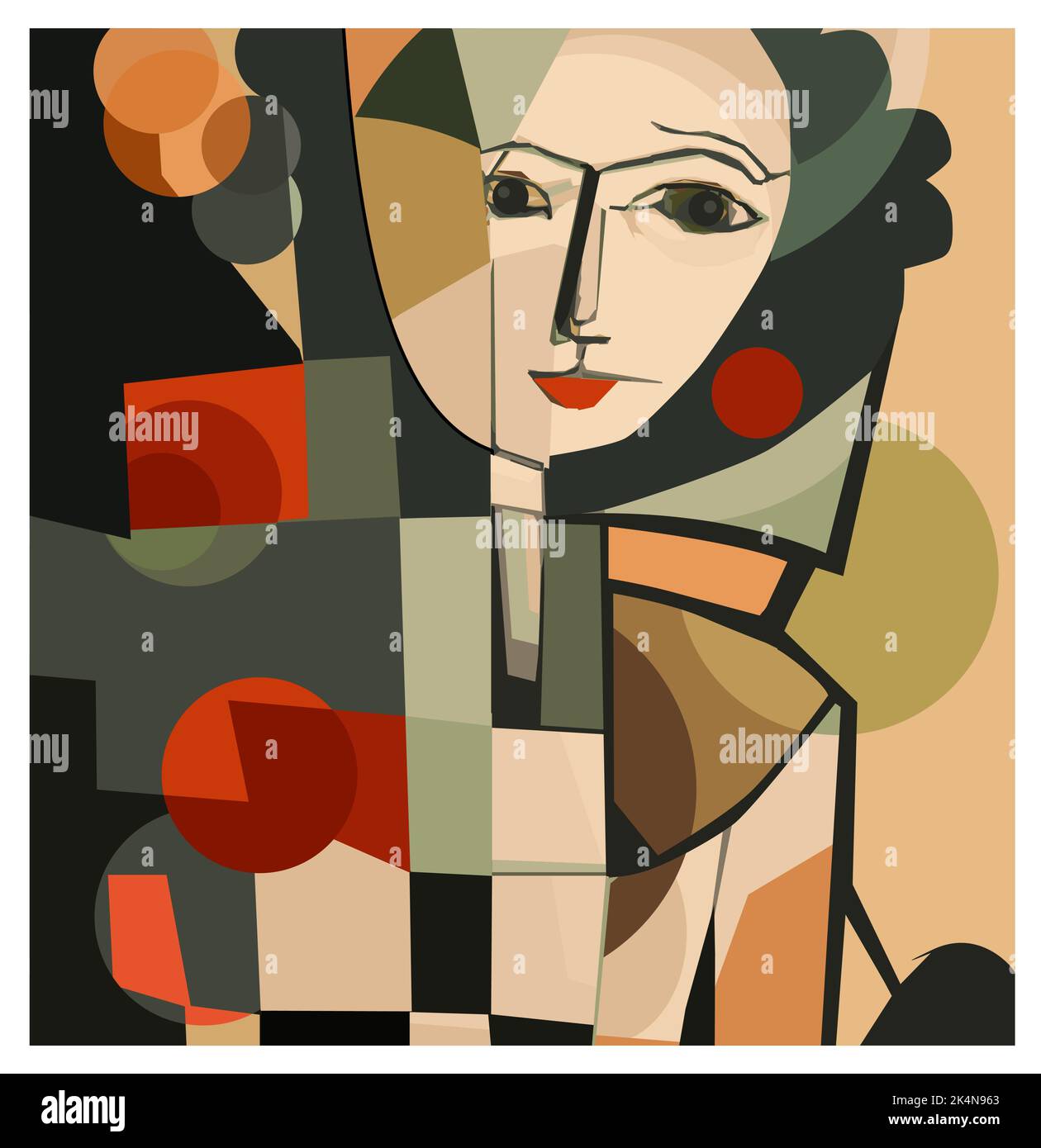 Original abstract digital portrait of a woman - vector illustration ...