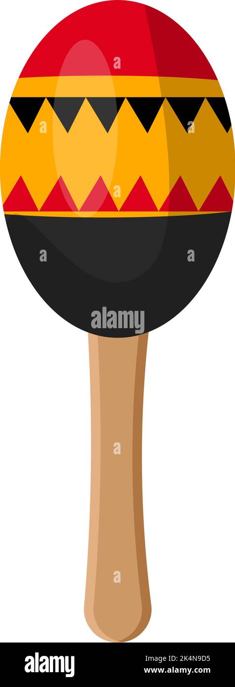 Black and red maraca, illustration, vector on a white background Stock ...