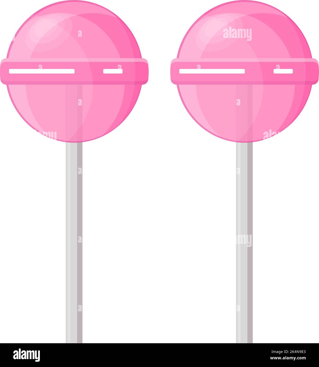 Two pink sweet lolipops, illustration, vector on a white background ...
